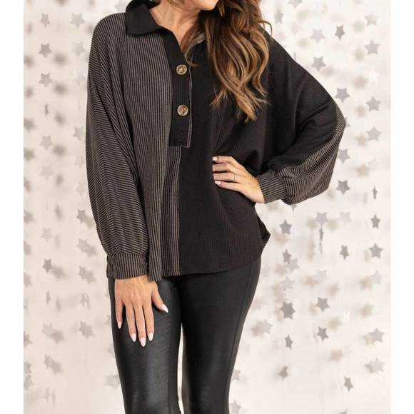 Jess Lea | Tops | New Jess Lea Tess Two Toned Top In Black | Poshmark